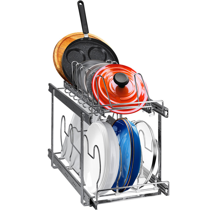 Prep & Savour Pan and Pot Rack, 2-Tier Expandable Pull Out Under ...