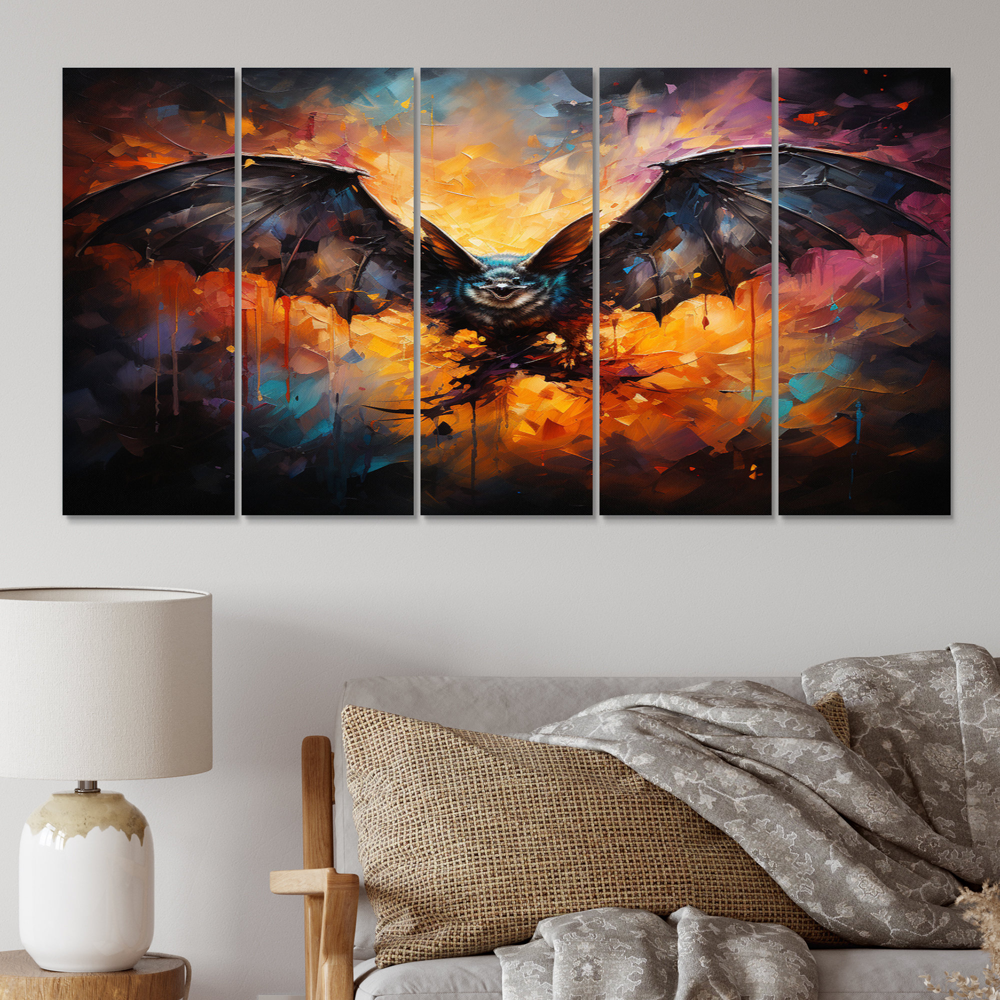 Red Barrel Studio® Bat Nocturnal Wings Collage 5 Pieces | Wayfair