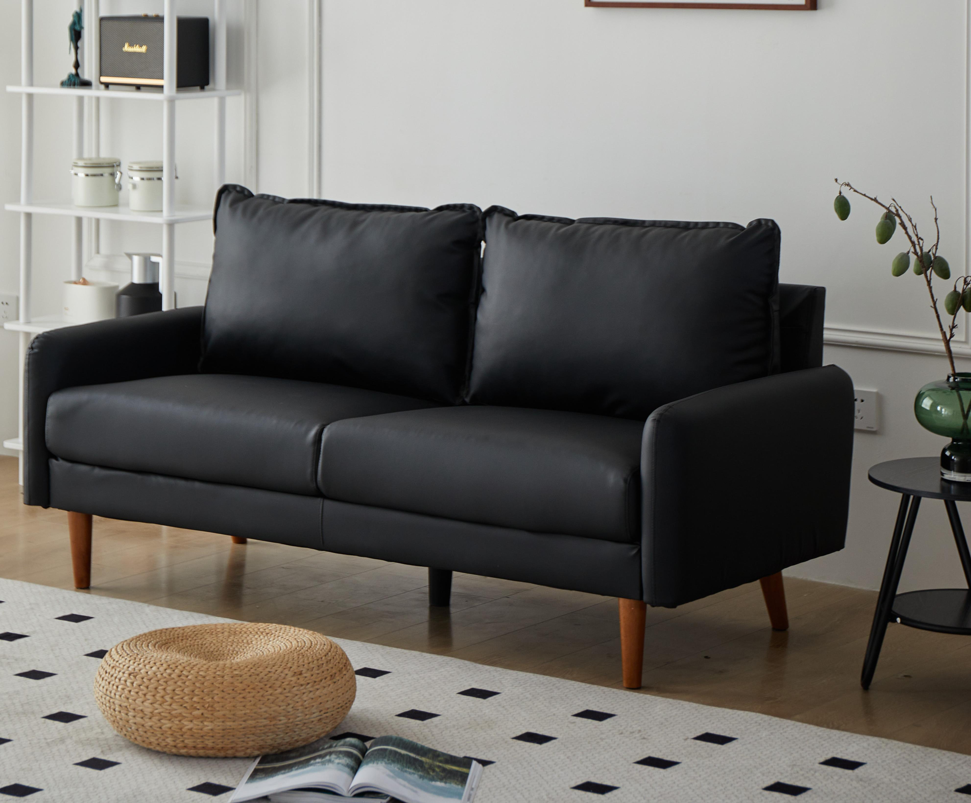 Corrigan Studio® Seeaventus 57.2'''' Vegan Leather Square Arm Sofa ...