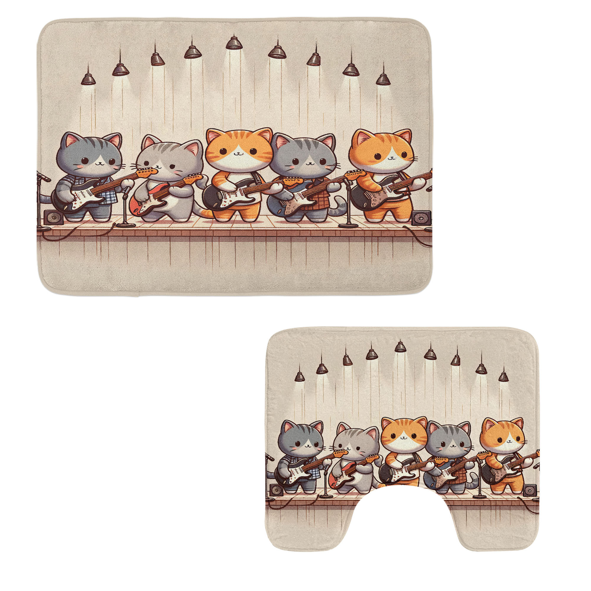 East Urban Home Cat Bathroom Rug Set 2 Pieces Rectangle & Contour Mats ...