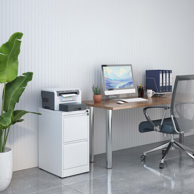 Inbox Zero 18"D 2 Drawer Metal Vertical File Storage Cabinet with Lock ...