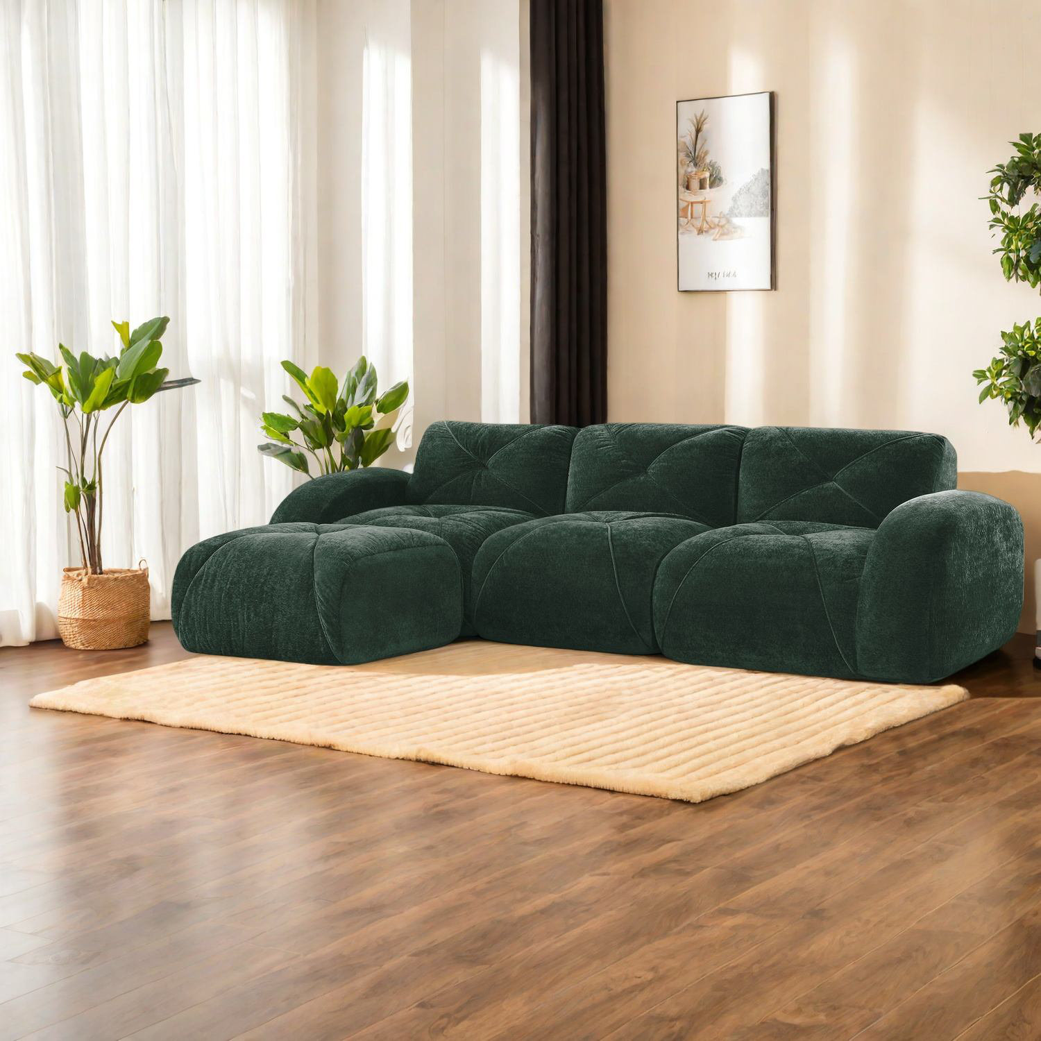 Wrought Studio™ Premium Velvet Sofa, Green Modern Design, Ideal For ...