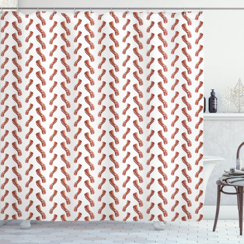 Dakota Fields Bacon Shower Curtain Delicious Protein Meal Burnt Orange ...