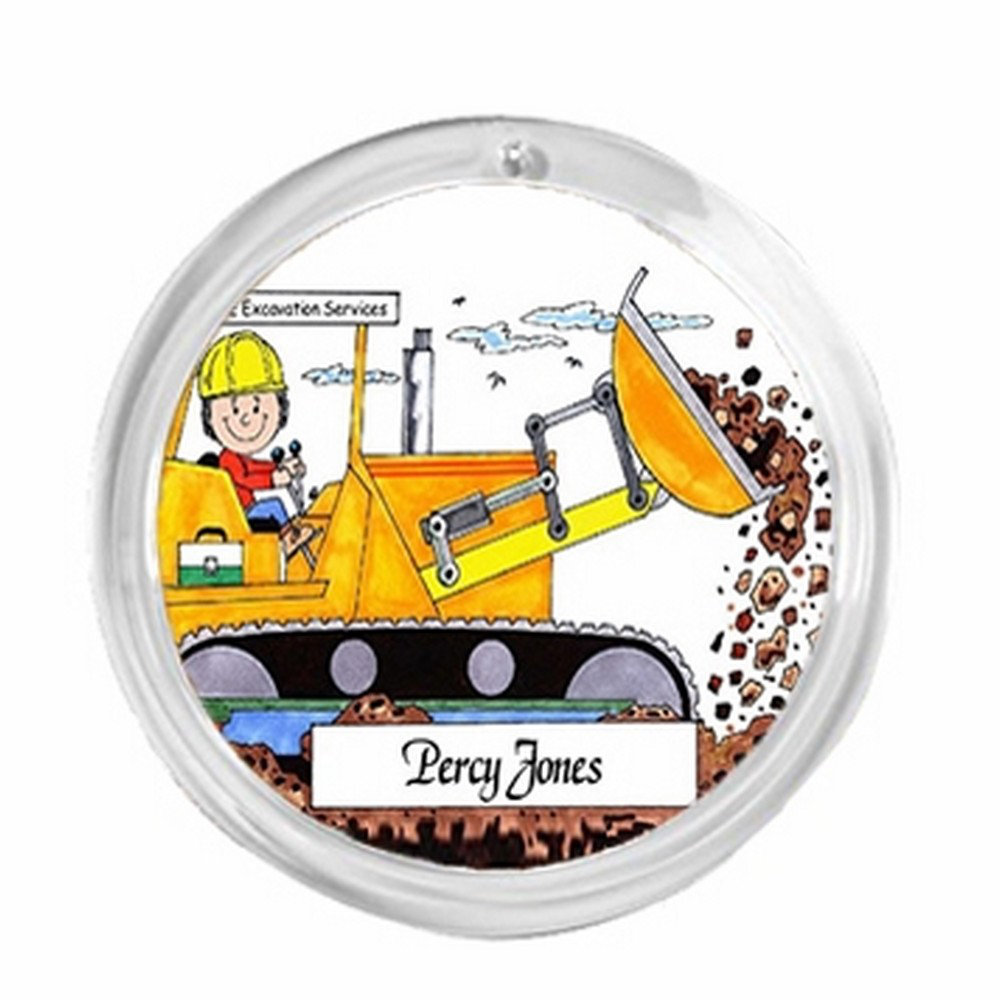 Printed Perfection Personalized Round Christmas Ornament: Bulldozer ...