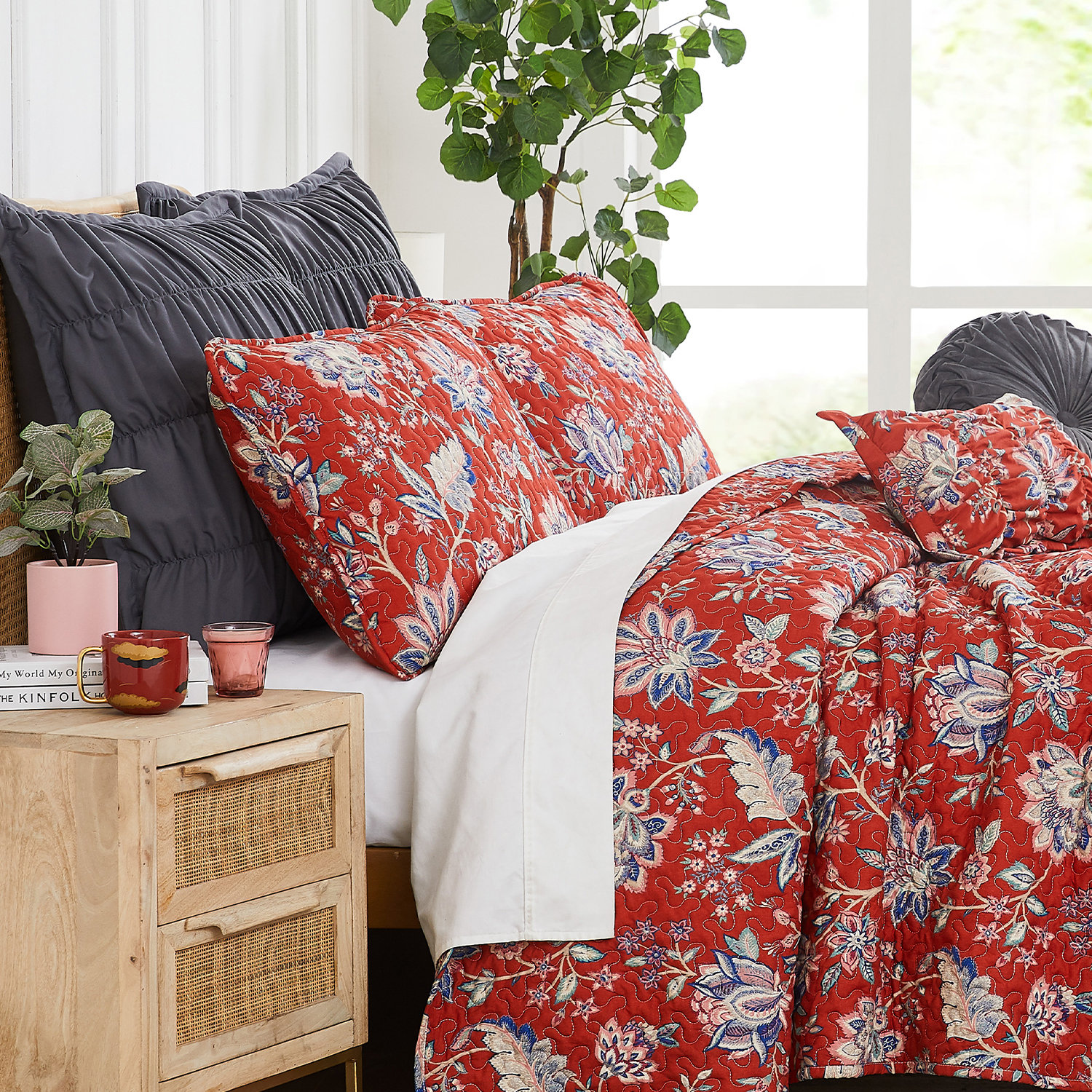 SouthShore Fine Linens Jacobean Willow Oversized easy care lightweight ...