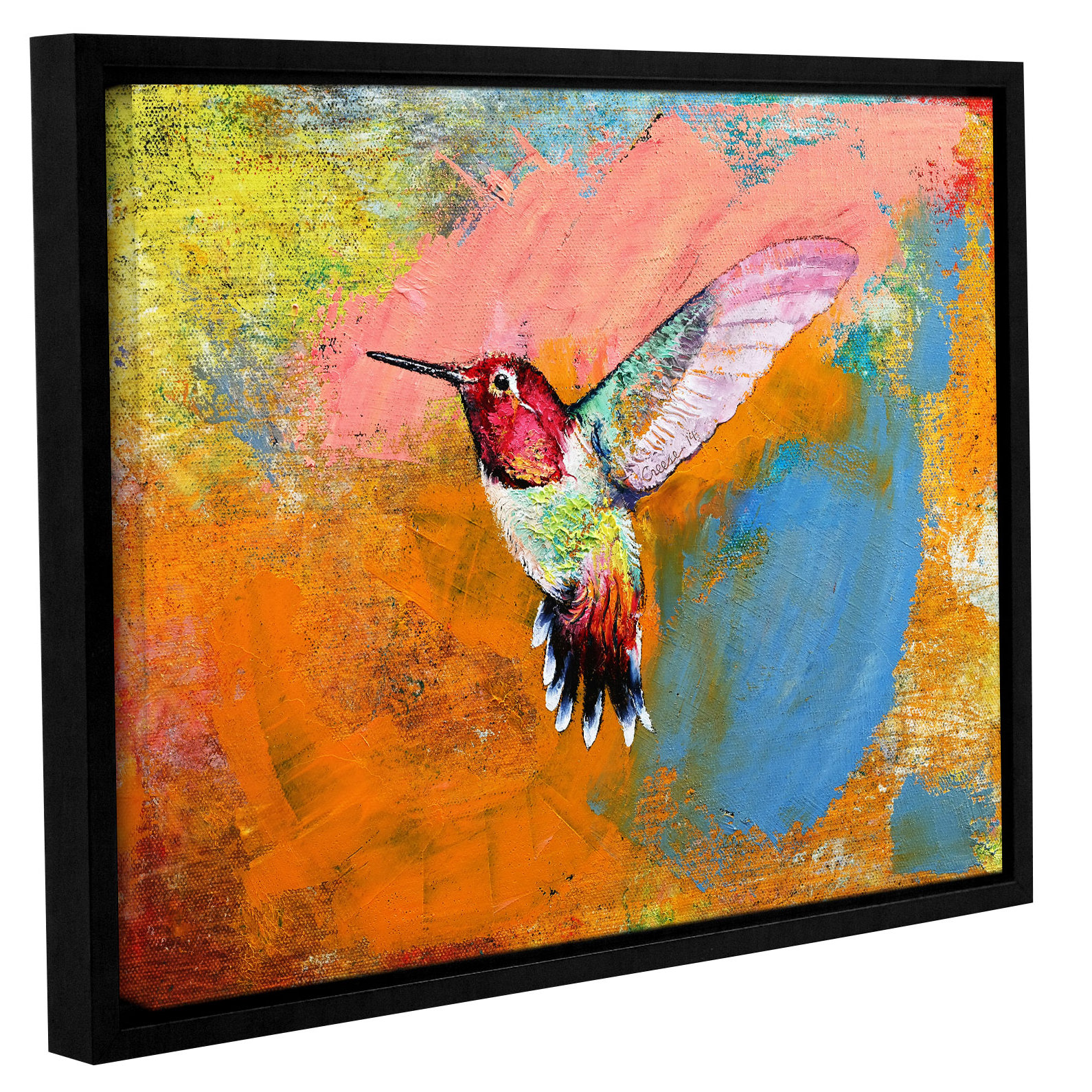 Bay Isle Home™ 'Ruby Hummer' - Floater Frame Acrylic Painting Print on ...