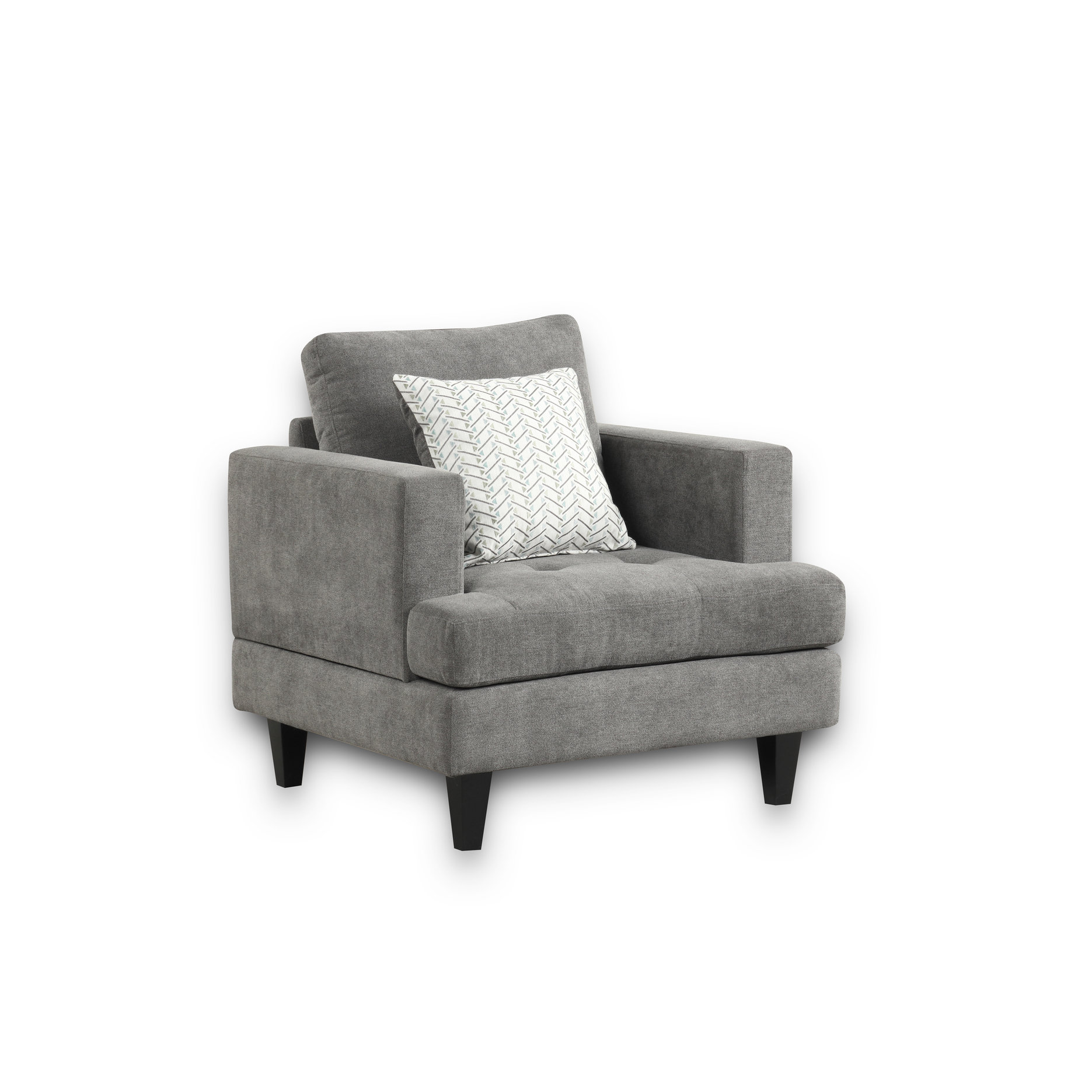 Latitude Run® Comfy Gray Chenille Chair With Throw Pillow - Spacious ...