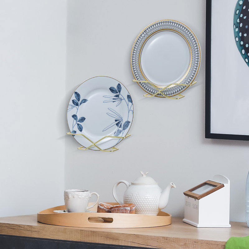 Mercer41 2 Piece Wall Metal Plate Holder Floating Shelves | Wayfair