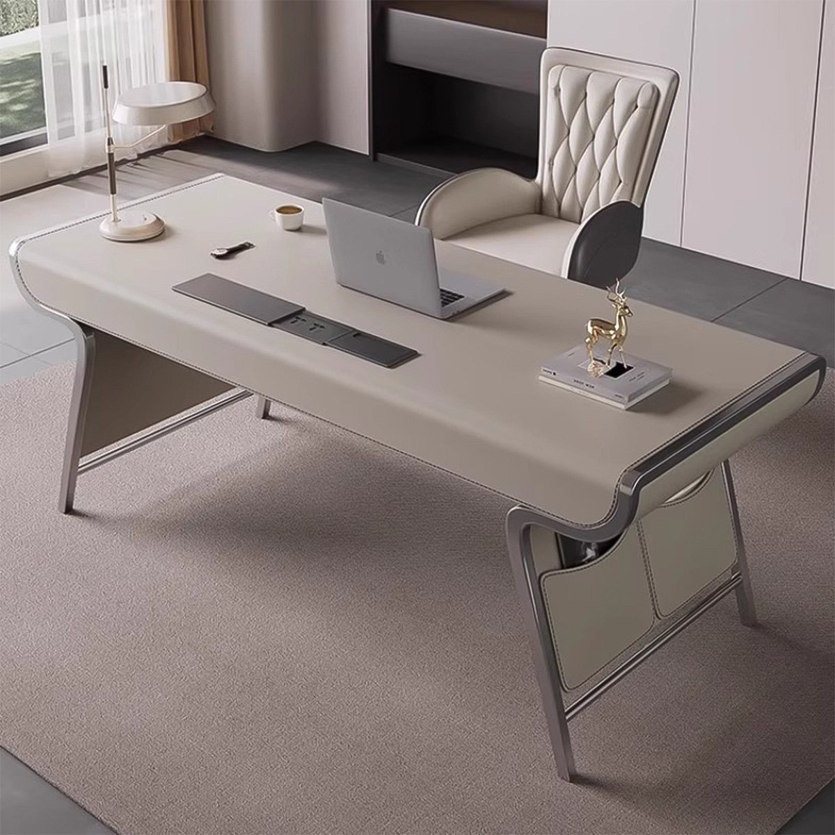 Hokku Designs Solid Wood Writing Desk Luxe Modern Office Desk ...