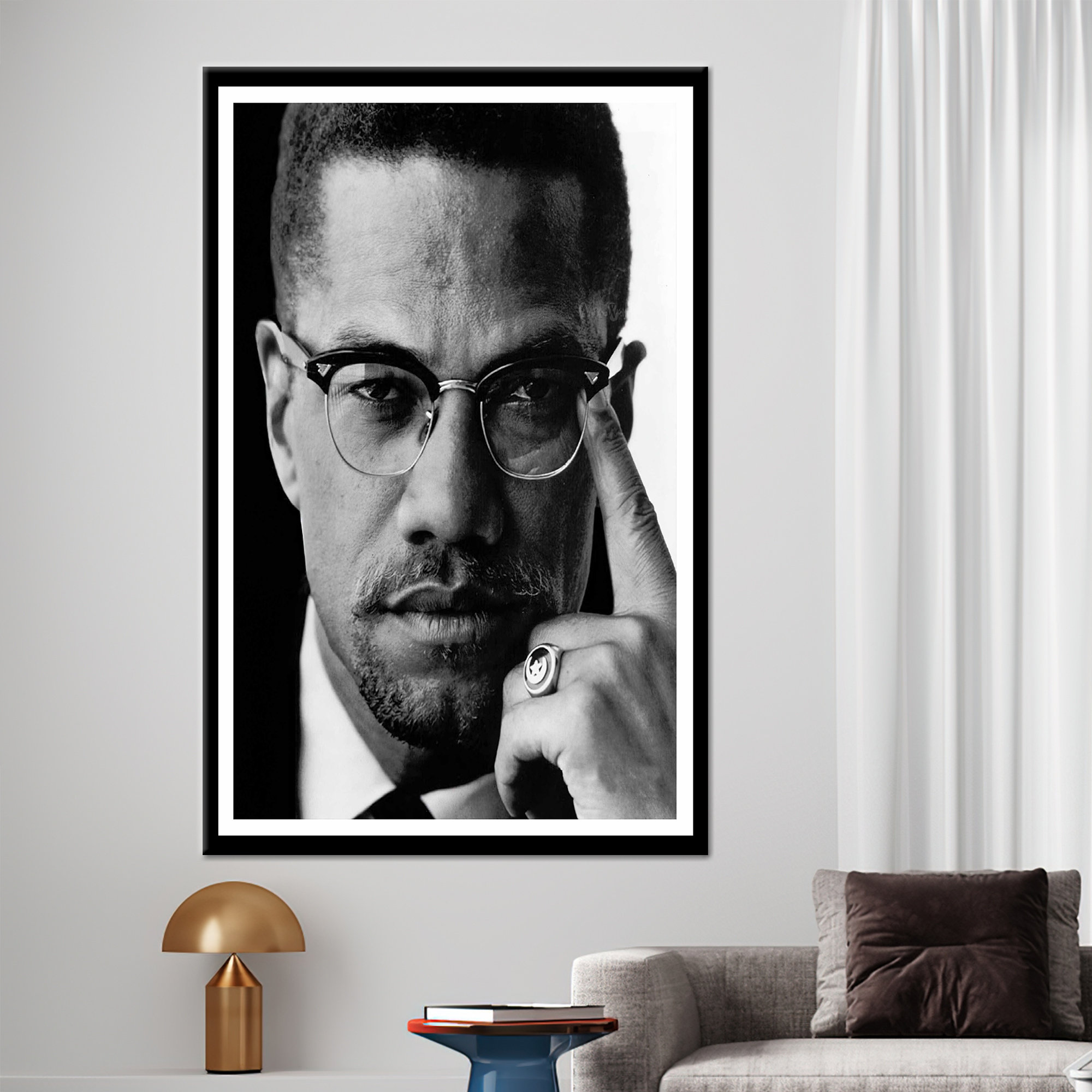 Ebern Designs Wall Art, Living Room Wall Art, Canvas Decor, Malcom X ...