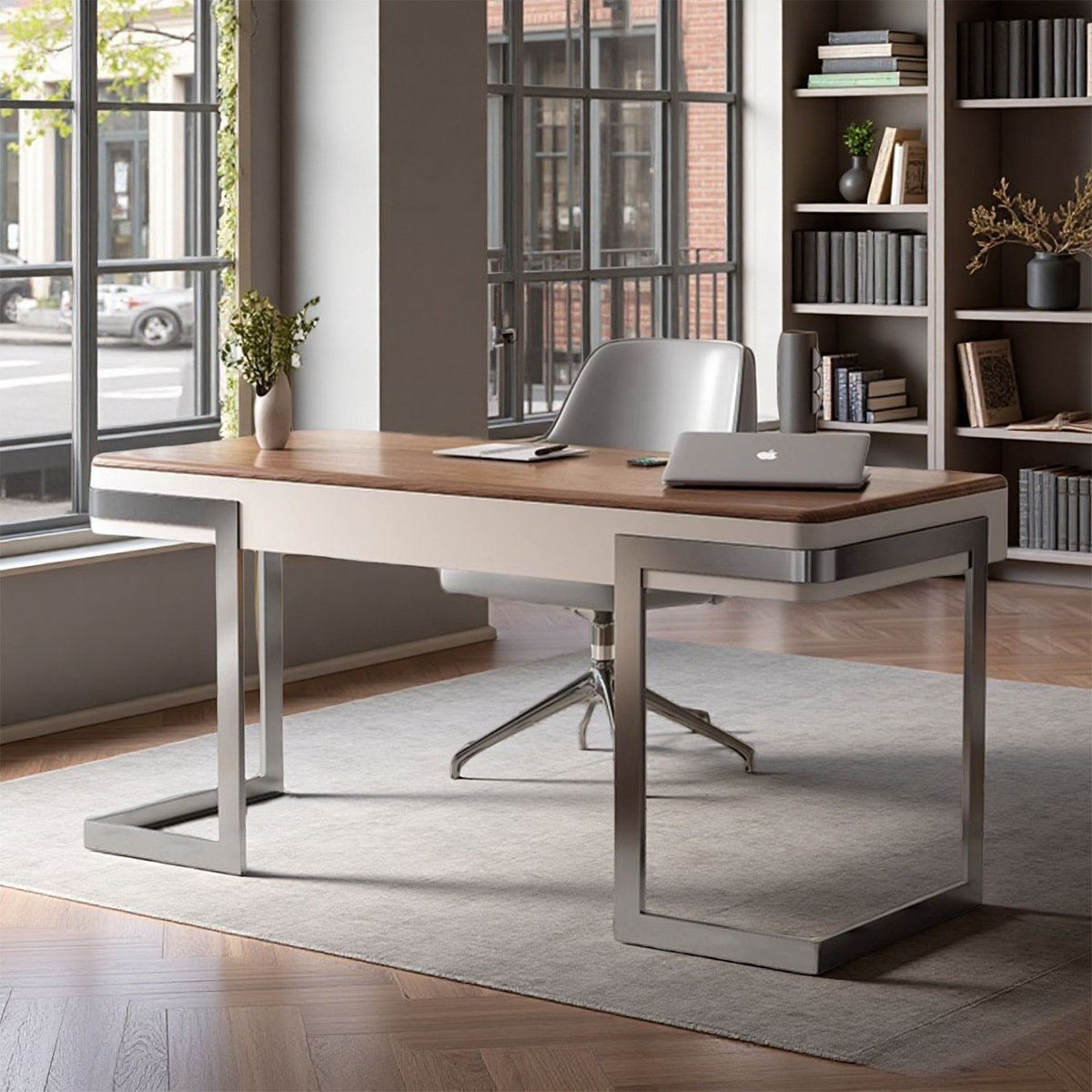 Corrigan Studio® Modern Wooden Desk with Storage Drawers | Wayfair
