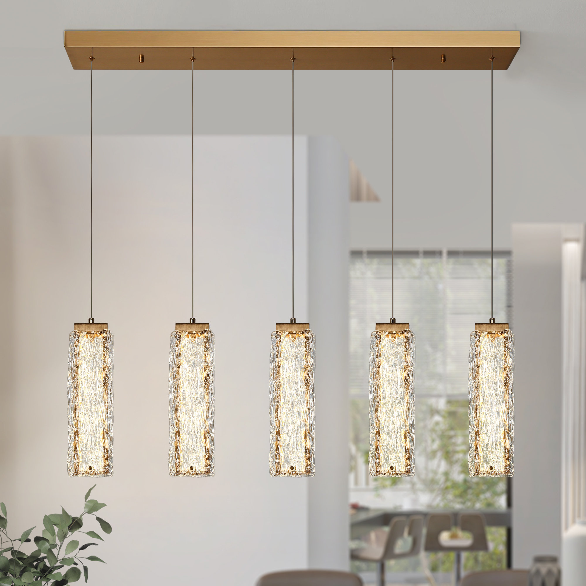 Everly Quinn Creswell 5 - Light Kitchen Island Square / Rectangle LED ...