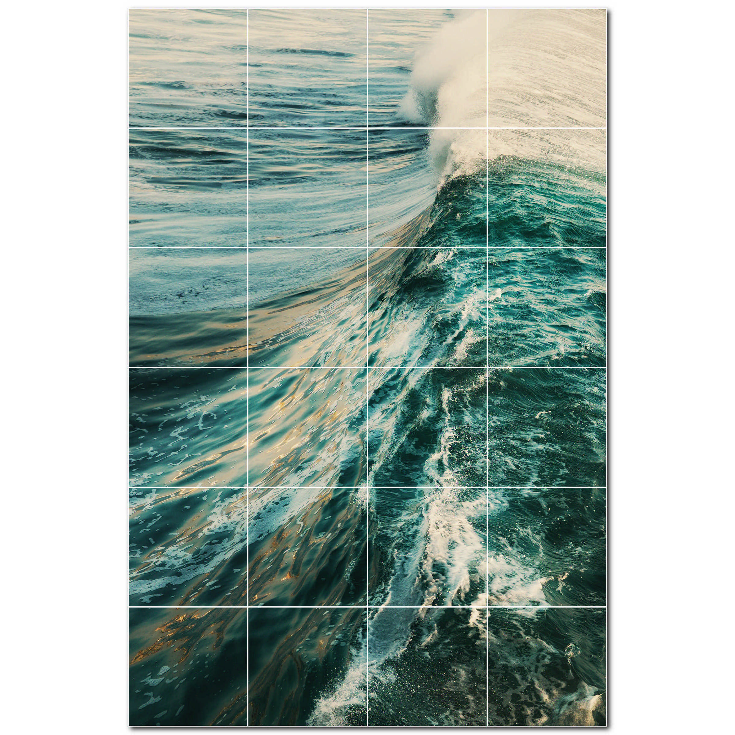 Picture-Tiles.com 48" x 72" Ceramic Waves Photo Decorative Mural Tile ...