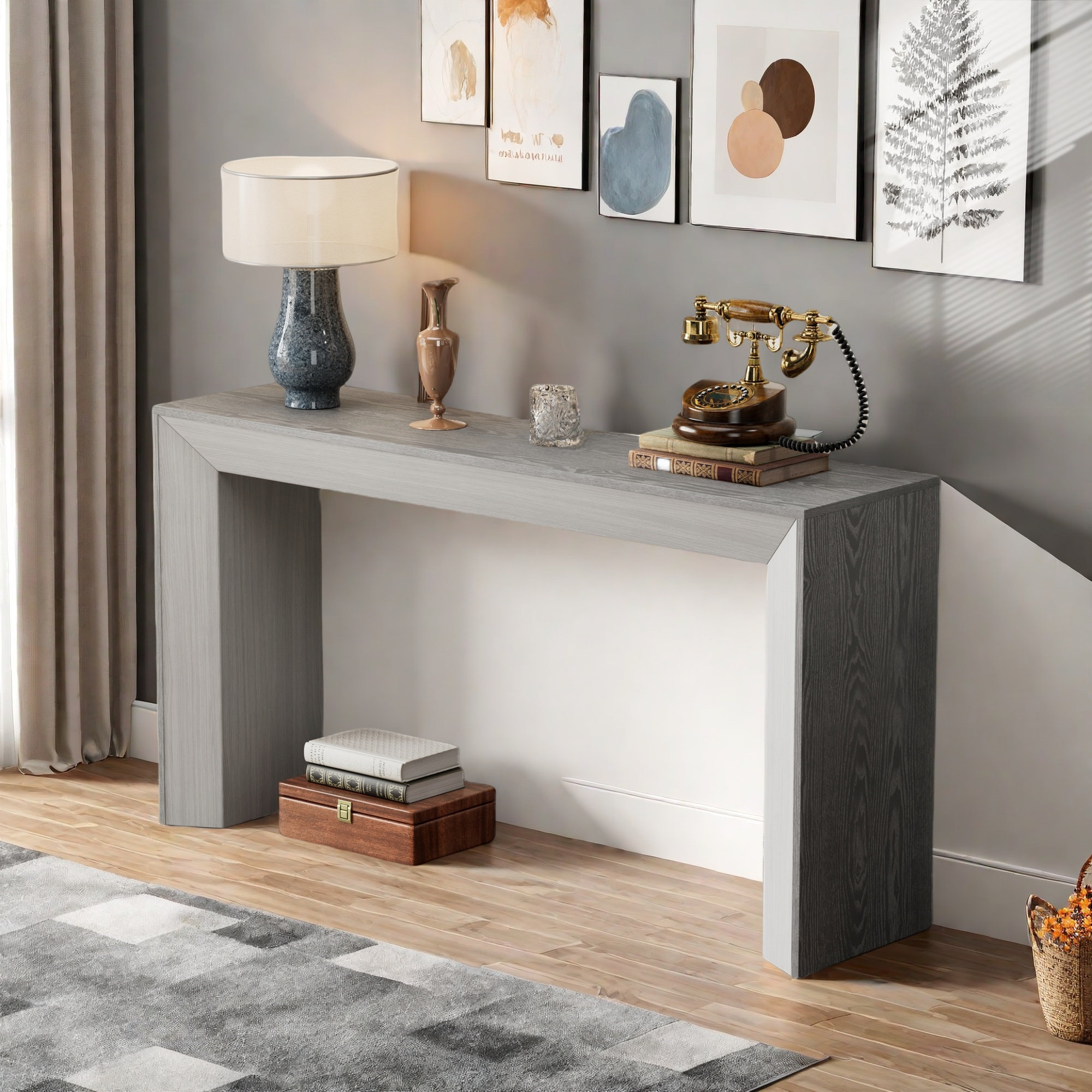 Ebern Designs Elegant Console Table With Natural Grain Patterns And ...