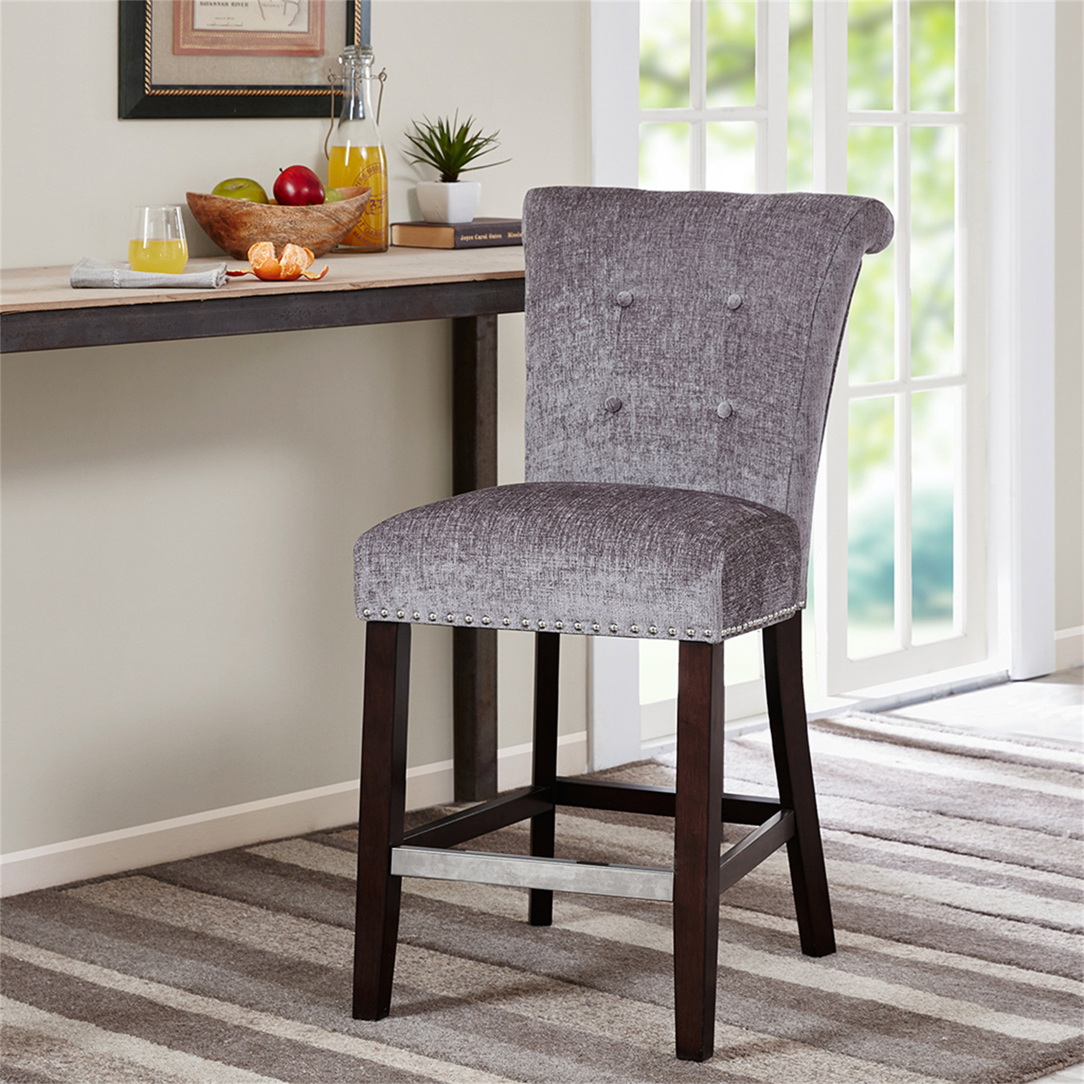 Red Barrel Studio® Button Tufted Counter Stool With Details | Wayfair