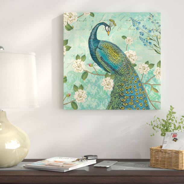 House of Hampton® Peacock Poise Graphic Art on Wrapped Canvas & Reviews ...