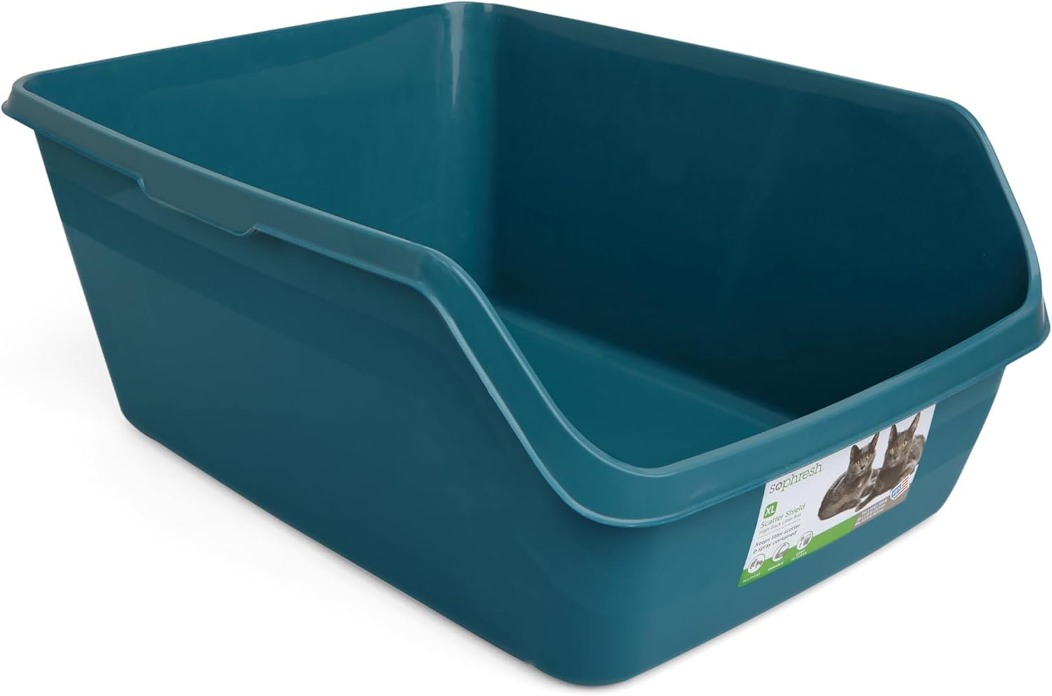 Tucker Murphy Pet™ Teal Scatter Shield High-Back Litter Box For Cat, X ...