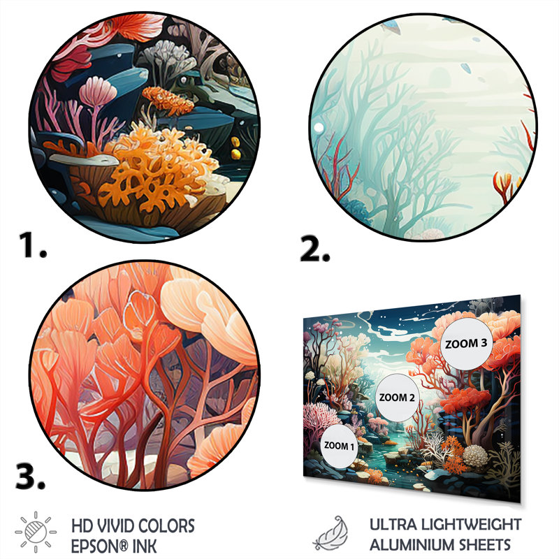Dovecove Underwater Coral Reef Depths II - Coral Metal Wall Decor Set ...