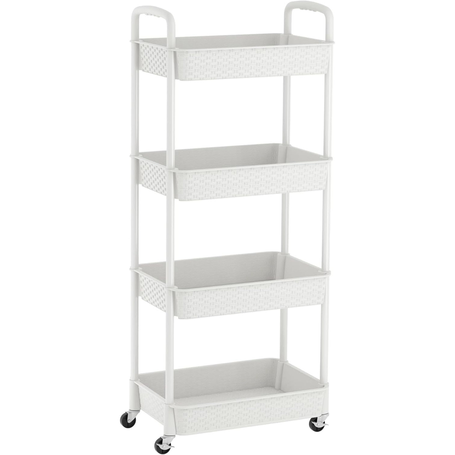 DONIVE 4-Tier Plastic Rolling Utility Cart with Handle,Utility Storage ...
