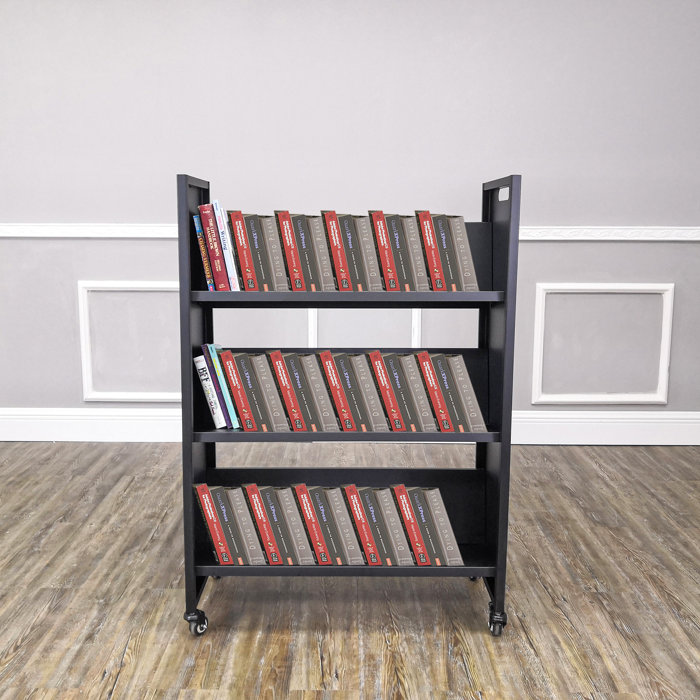 FixtureDisplays Metal Book Cart Rooling Book Truck Library Book Cart ...