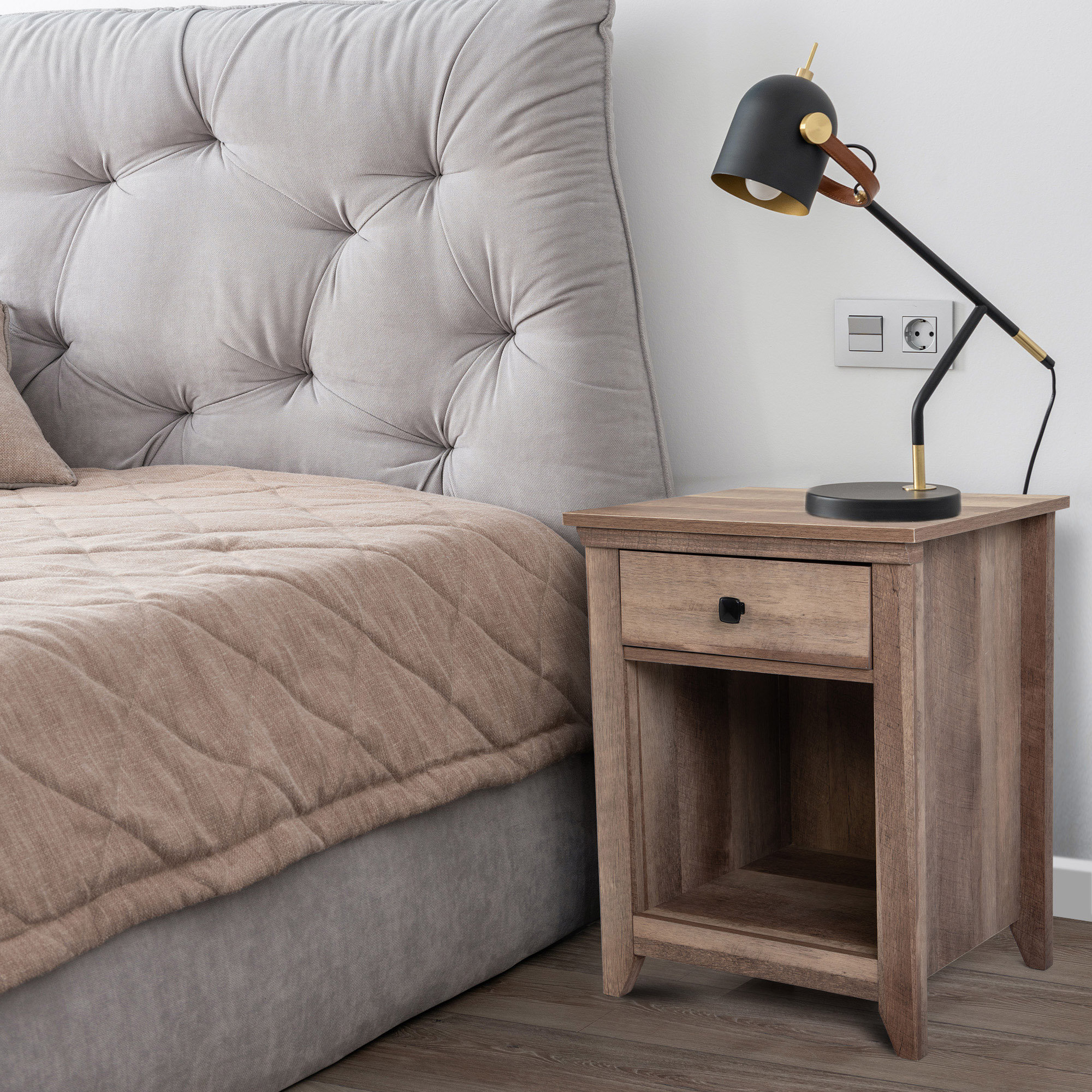 Millwood Pines Wood Storage Cabinet For Home Bedroom, Light Brown ...