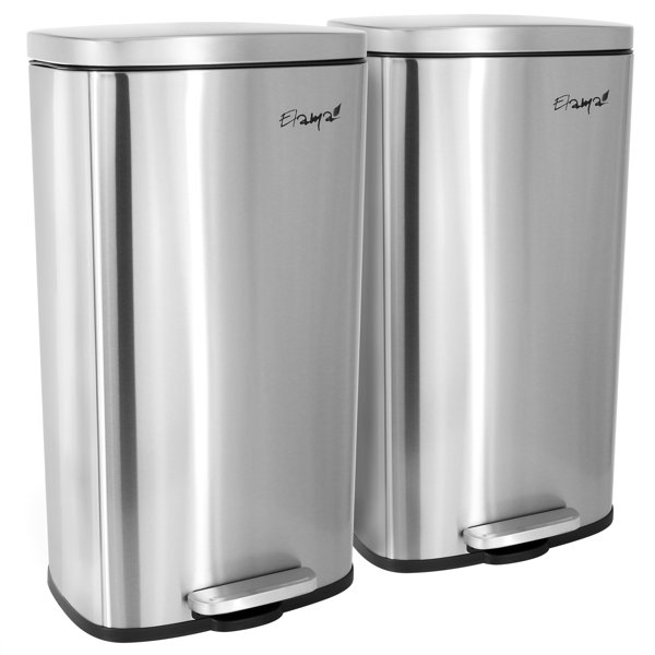 Elama Stainless Steel Step On Trash Can Sets - 8 Gallons | Wayfair