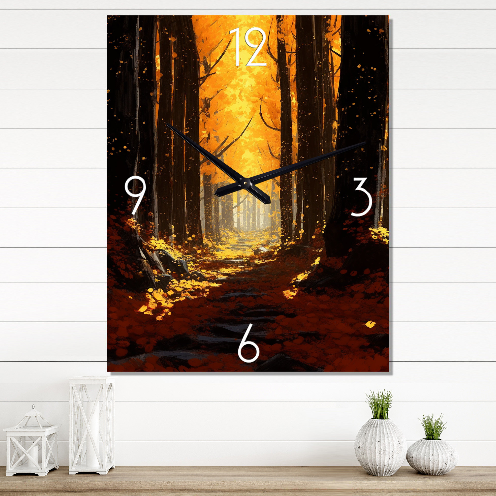 Design Art Warm Autumn Sunlight Shining In The Forest - Forest Wall ...