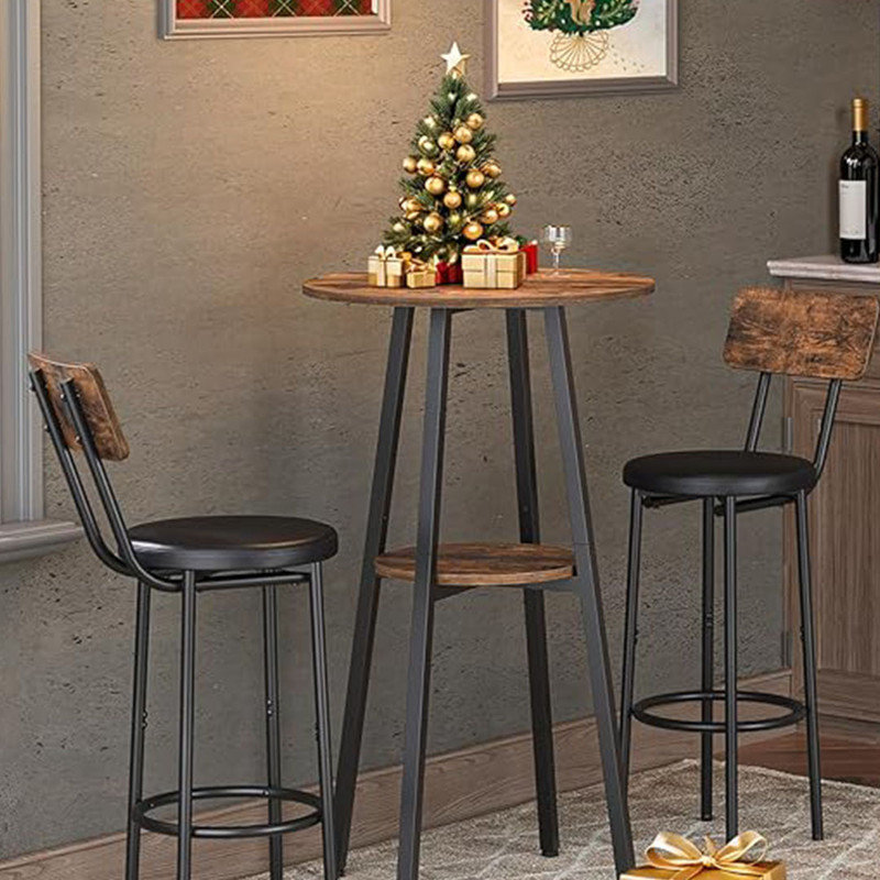 17 Stories Round Pub Table, 2-Tier Bistro Table with Storage Shelf for ...