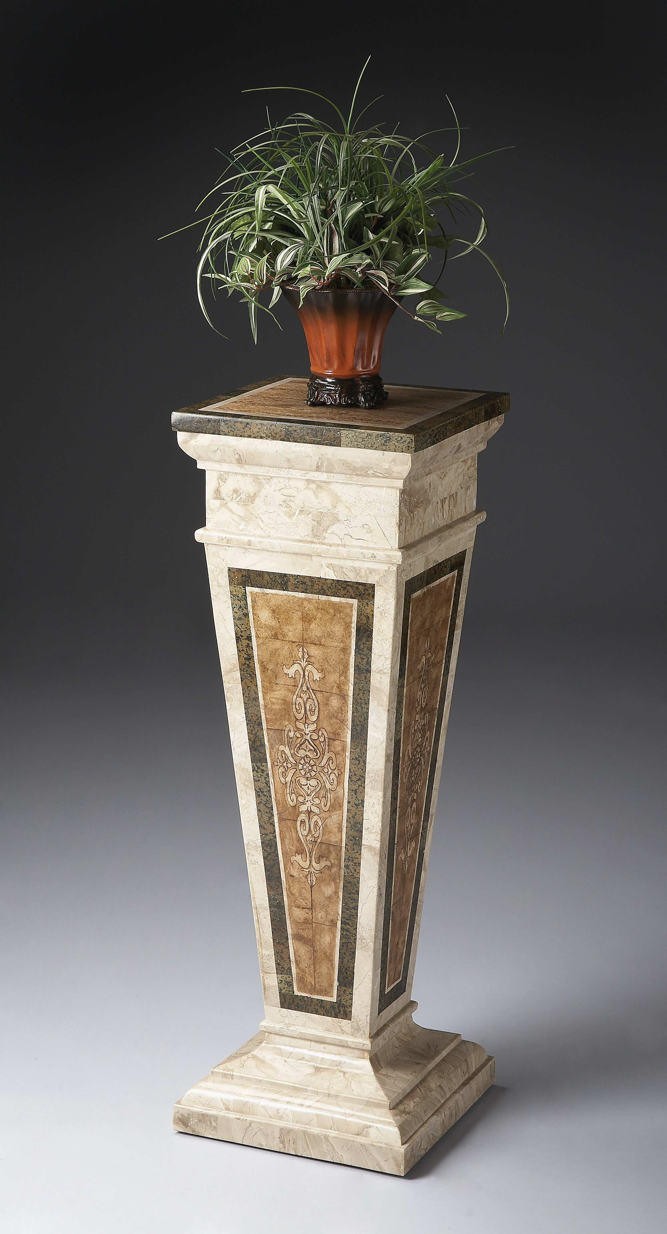 Butler Augustus Etched Fossil Stone Pedestal & Reviews | Perigold