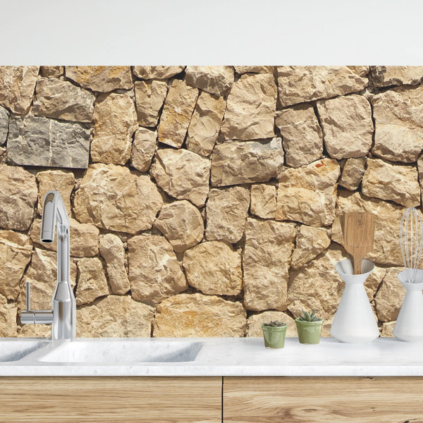 Union Rustic Cromwell Old Wall From Cobblestone 75 x 100Cm PVC Tile in ...