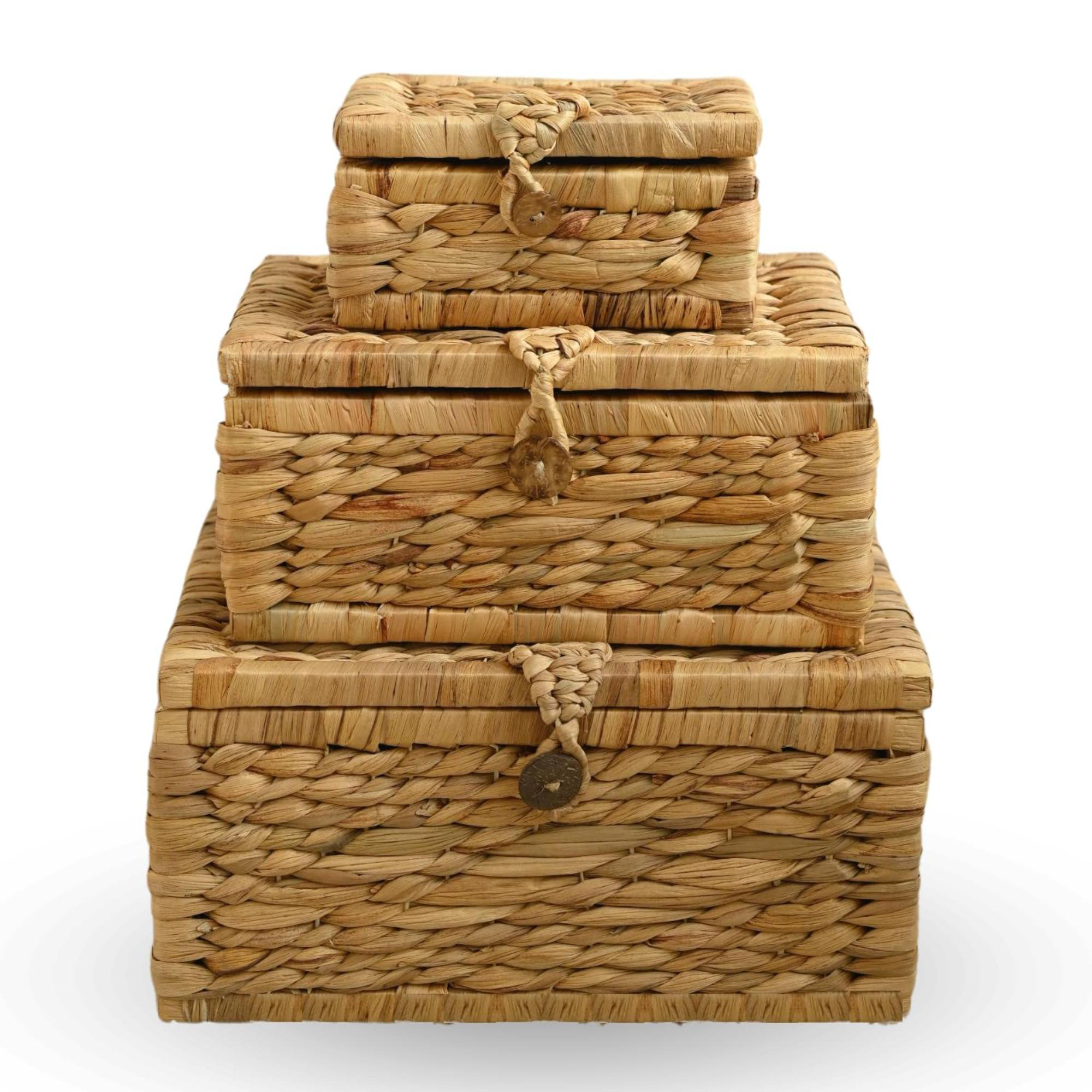 Bungalow Rose Set Of Handwoven Storage Boxes With Lid Wicker ...