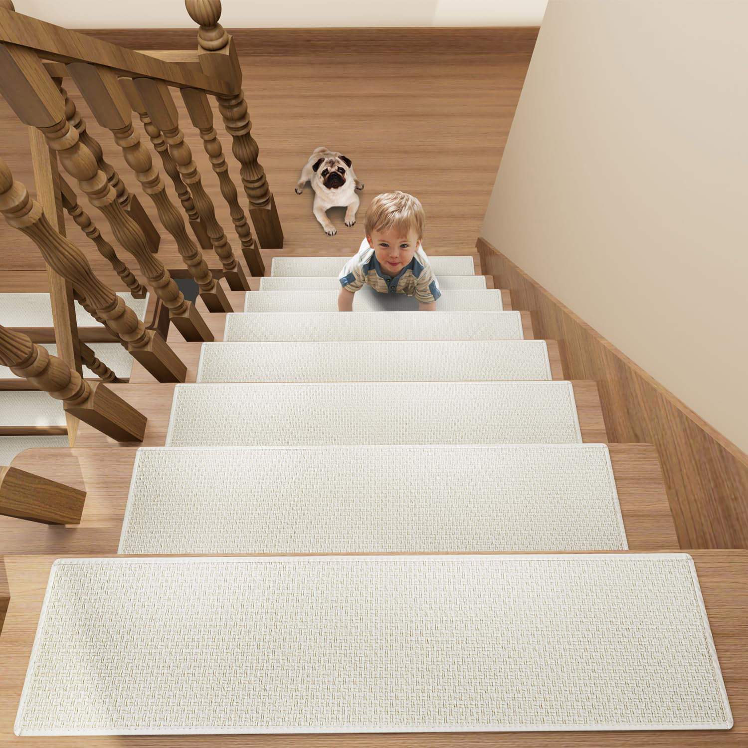 Latitude Run® Stair Treads Carpet For Wooden Steps With Non Slip Rubber ...