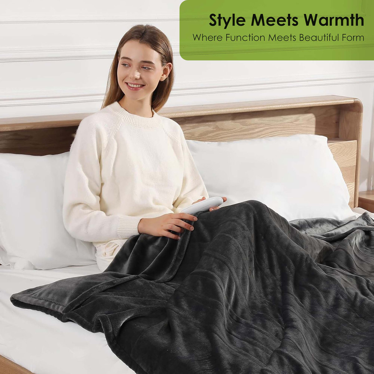 afoxsos Full Size Electric Heated Blanket 72"x84" 5 Heat Levels, 10 ...