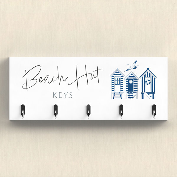 House of Hampton Elisa Beach Hut Wall Key Organizer with Key Hooks ...