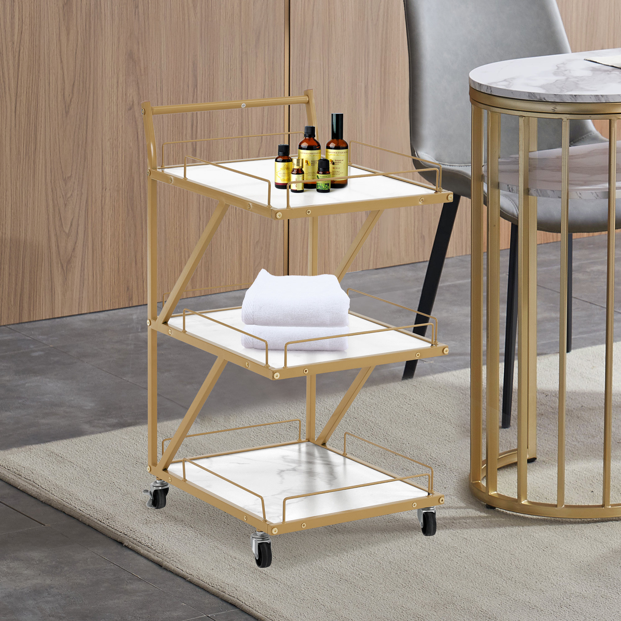 Mercer41 Isioma Salon Multi-Purpose Utility Trolley Cart with wheels ...