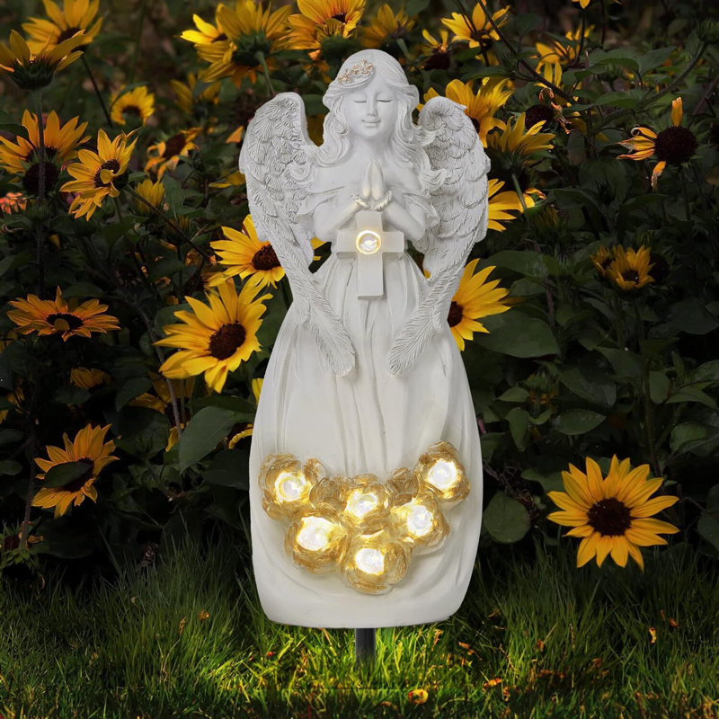 Trinx Solar Garden Outdoor Statues Angel | Wayfair