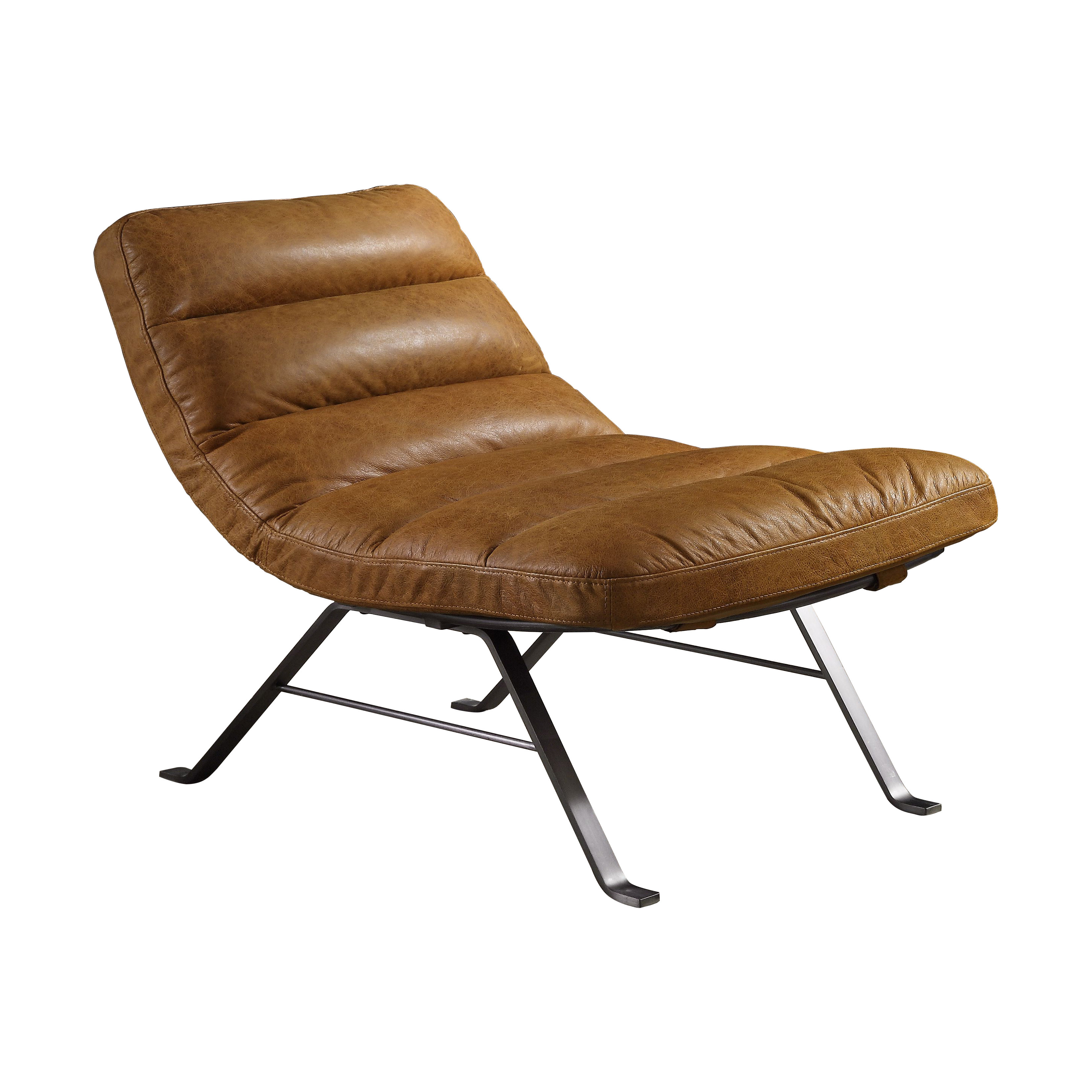 17 Stories Damars 27.6" W Tufted Top Grain Leather Lounge Chair | Wayfair