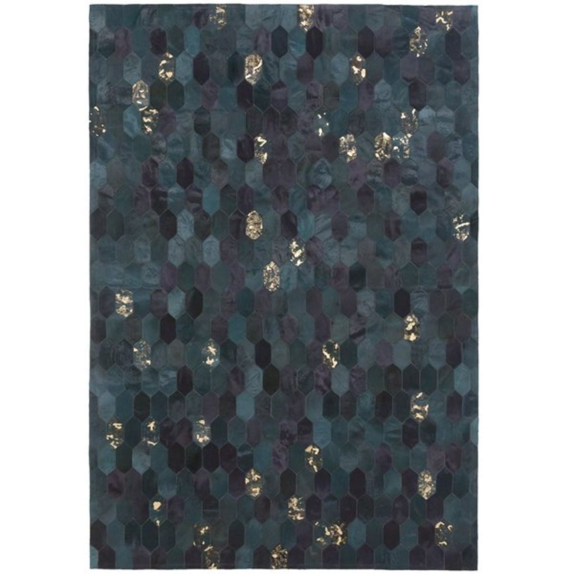 Art Hide Geometric Cowhide Dark Teal Area Rug | Wayfair