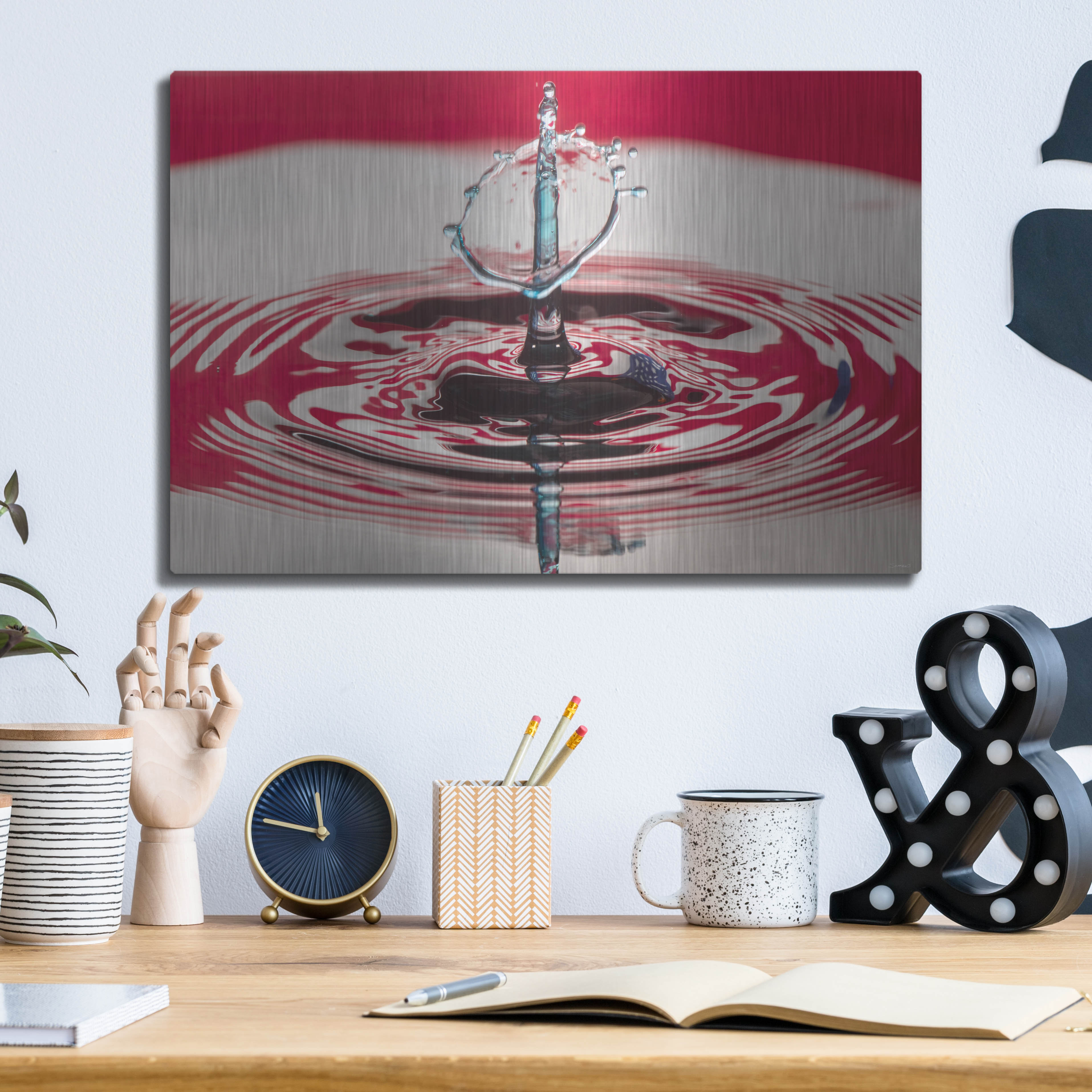 Latitude Run® 'Drop Splash 31' by Gordon Semmens Metal Wall Art | Wayfair