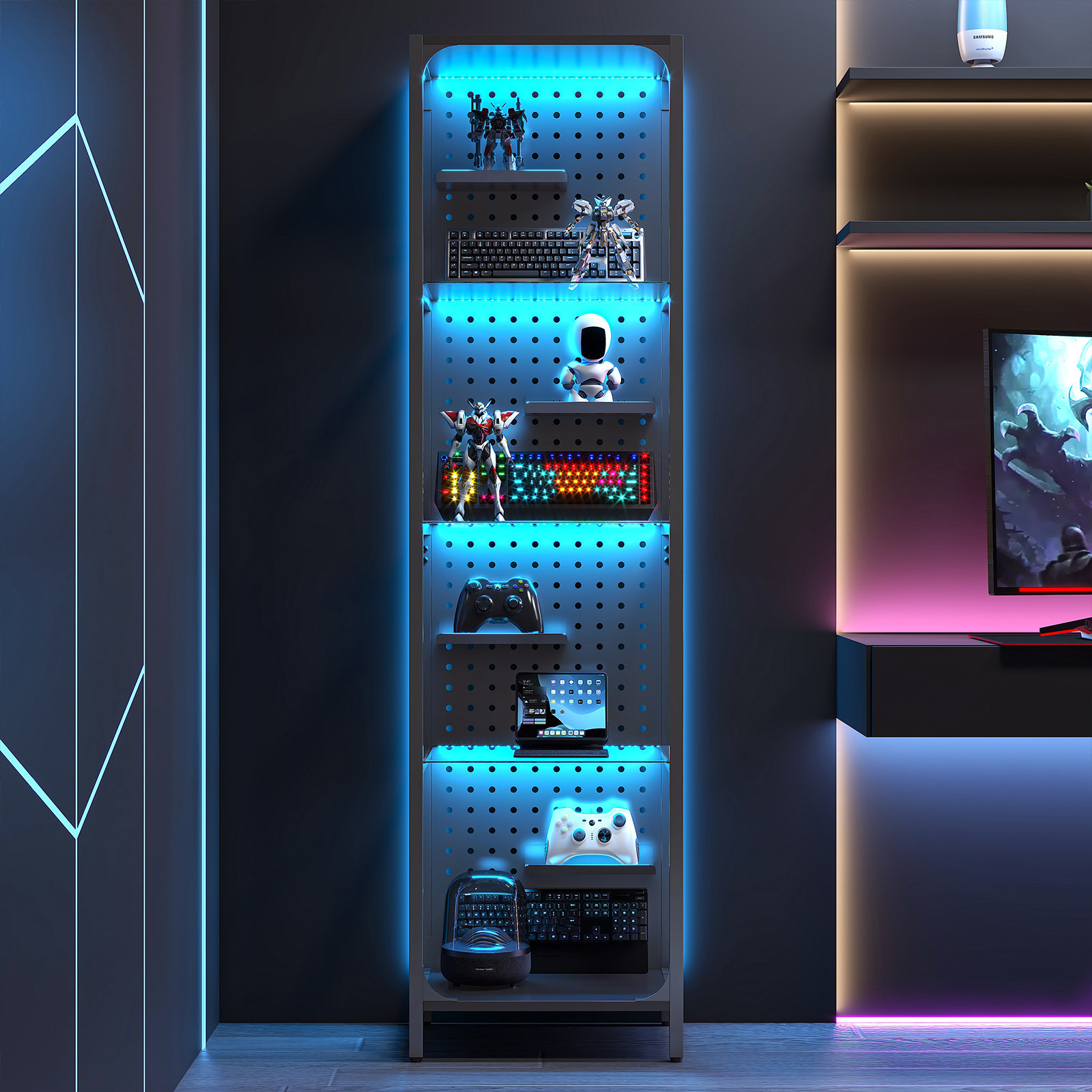 kepptory Glass Display Shelf For Collectibles Led Lighted Tall Narrow ...