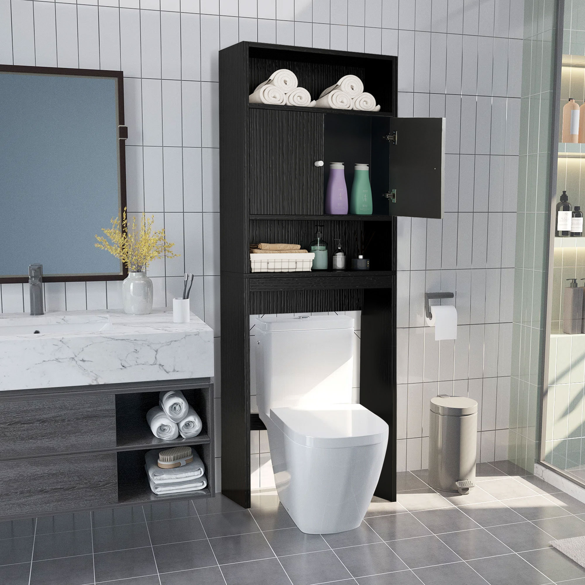 Latitude Run® Rias Freestanding Over The Toilet Storage & Reviews | Wayfair