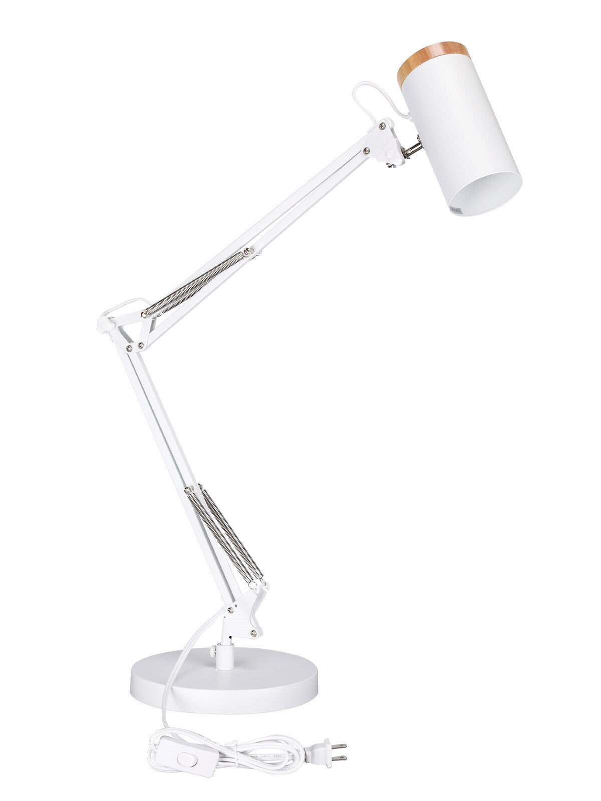 Ivy Bronx Adjustable Swing Arm Table Lamp with Wooden Accent, Large ...