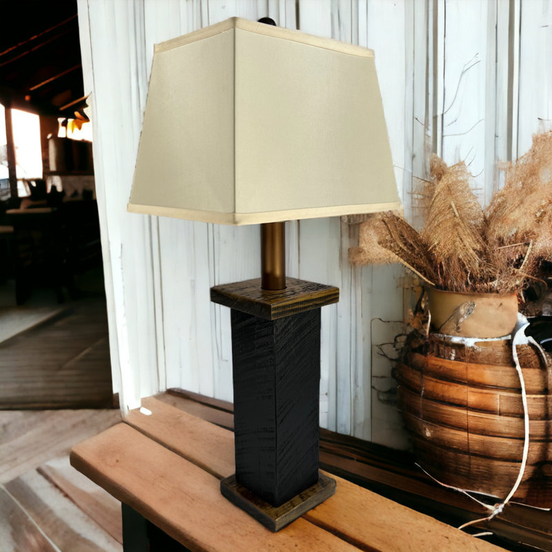 Millwood Pines Broedy Rustic Timber Battery Powered Table Lamp ...