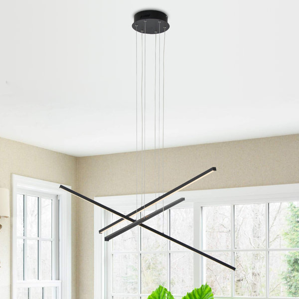 Ivy Bronx Maritza 3-Light LED Modern Chandelier Line Pendant Light ...