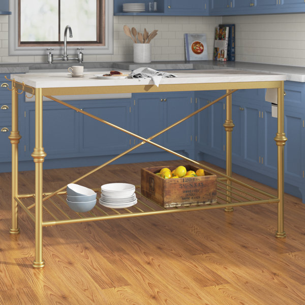 Lark Manor™ Allisun 57.88" Width Marble Top Kitchen Island & Reviews ...
