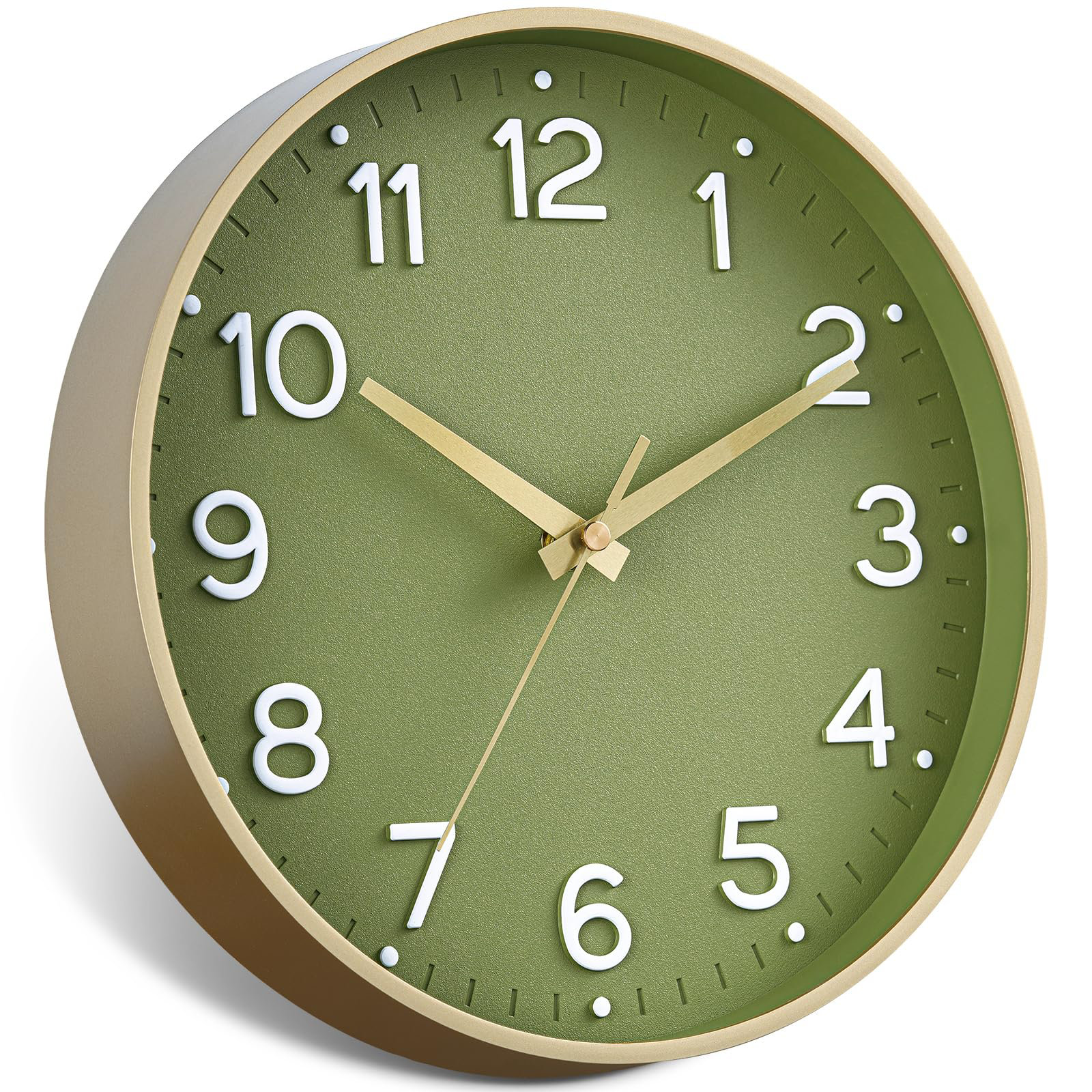 Latitude Run® Wall Clock 14 Inch Silent Green Wall Clocks Battery ...