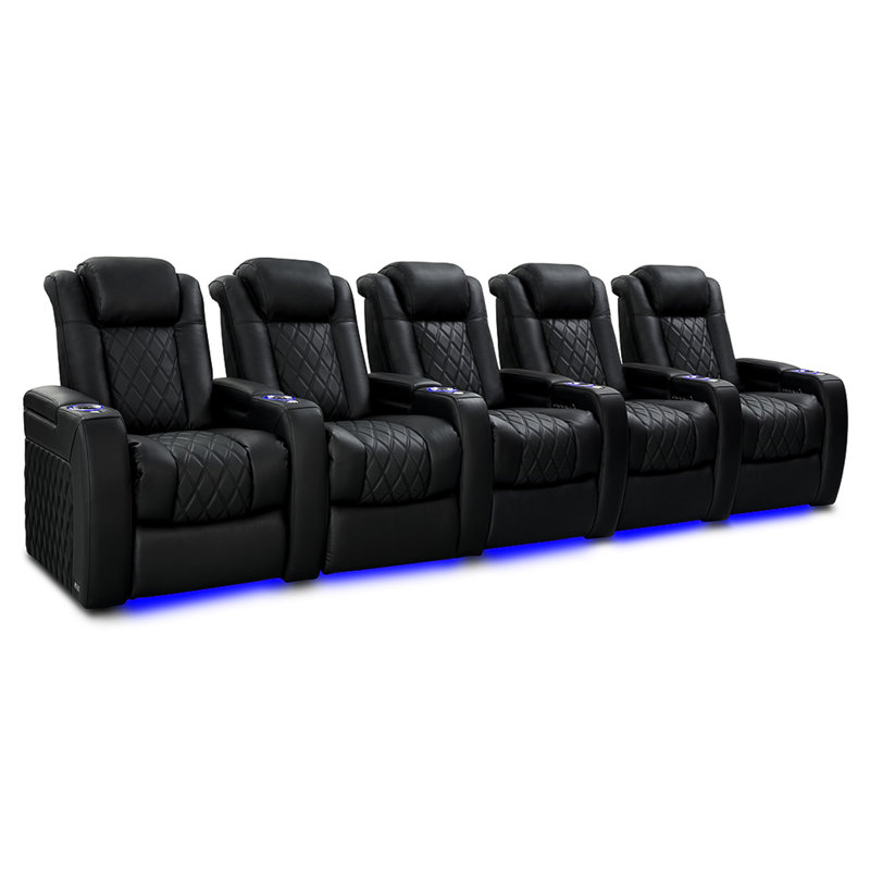 Valencia Theater Seating 146" Wide Genuine Leather Home Theater Row ...