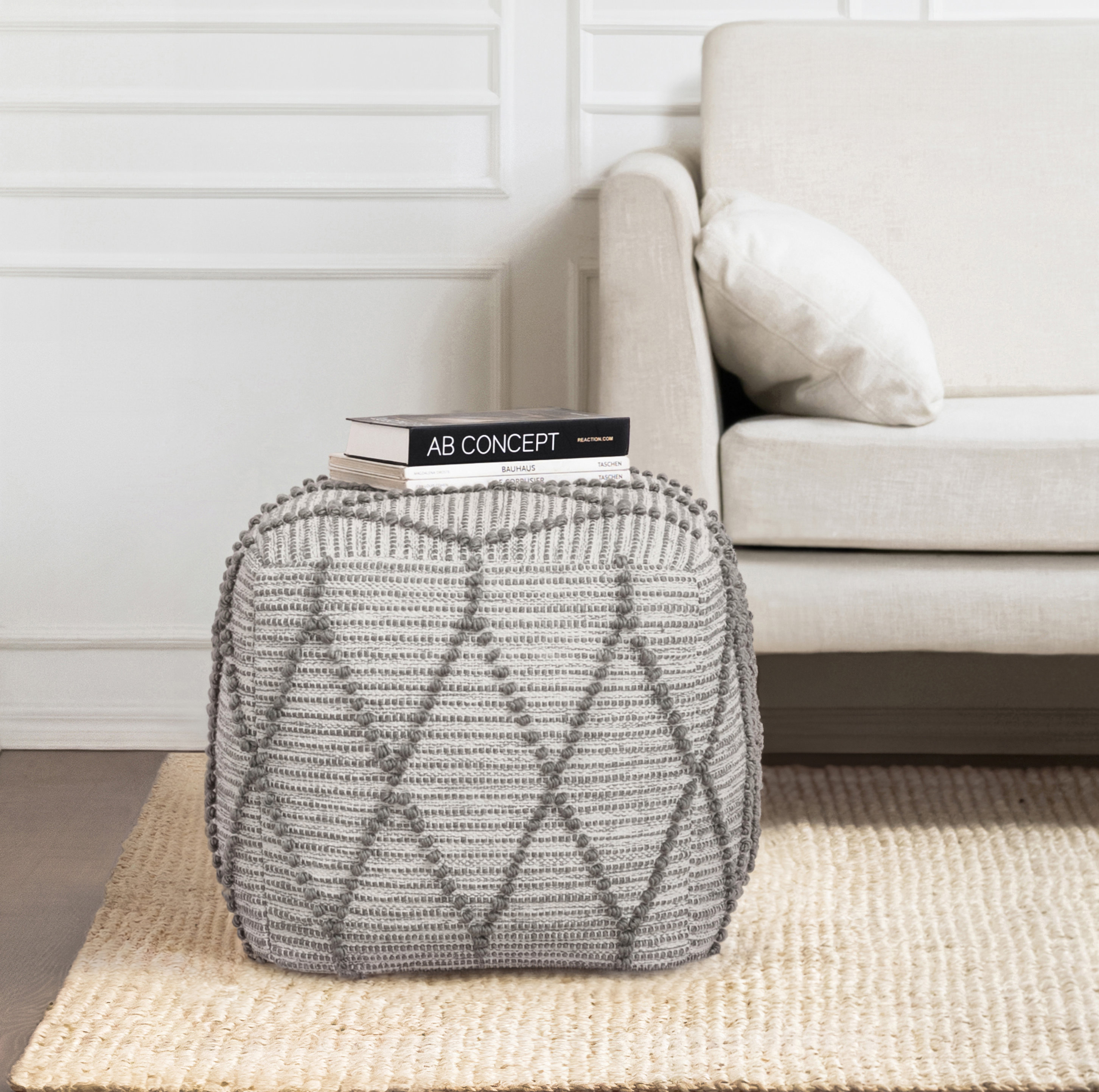 Union Rustic Pouf Ottoman – Upholstered, Ideal Footrest or Extra ...