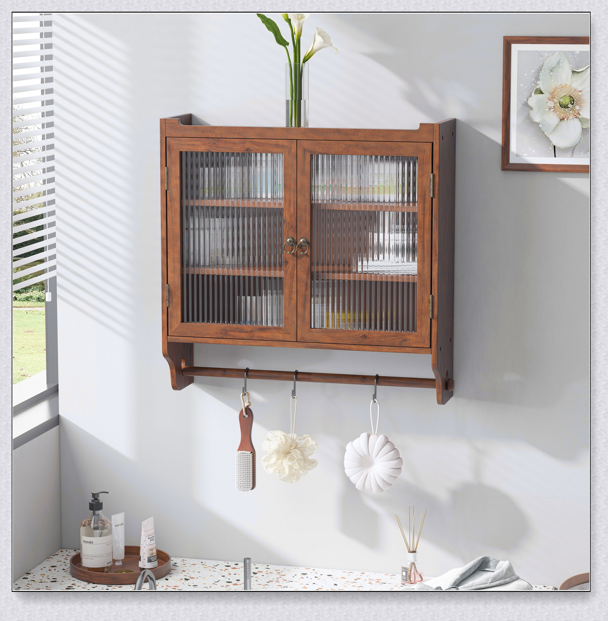 Breakwater Bay 24.8"Glass Door Vintage Double Door Wall Cabinet with ...