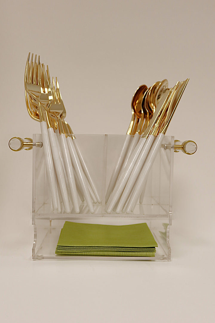 Mercer41 Acrylic Cutlery Holder With Clear Handles- 8.7" | Wayfair